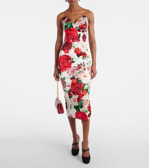 Dolce & Gabbana Floral Printed Midi Dress - Red