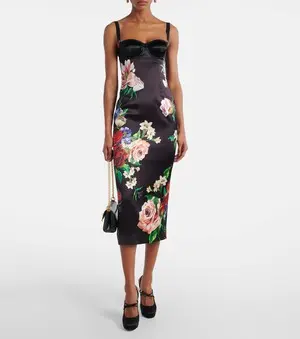 Dolce & Gabbana Floral Satin Midi Dress - Multicoloured
