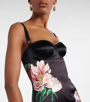 Dolce & Gabbana Floral Satin Midi Dress - Multicoloured