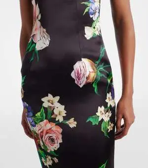 Dolce & Gabbana Floral Satin Midi Dress - Multicoloured