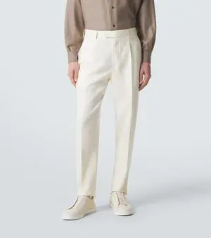Zegna Straight Leg Linen Trousers