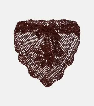 Anna Kosturova Anna Kosturova Crochet Cotton Crop Top Brown