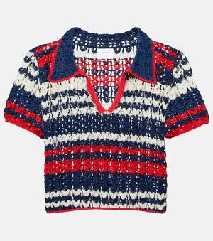 Anna Kosturova Crochet Cotton Crop Top - Multicoloured