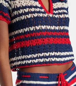 Anna Kosturova Crochet Cotton Crop Top - Multicoloured