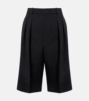 Saint Laurent Grain De Poudre Wool Bermuda Shorts - Black