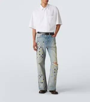 Amiri Ma Quad Embroidered Flared Jeans
