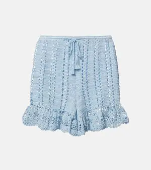 Anna Kosturova Crochet Cotton Shorts - Blue