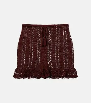 Anna Kosturova Crochet Cotton Shorts - Brown