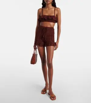 Anna Kosturova Crochet Cotton Shorts - Brown