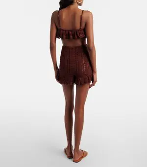 Anna Kosturova Crochet Cotton Shorts - Brown