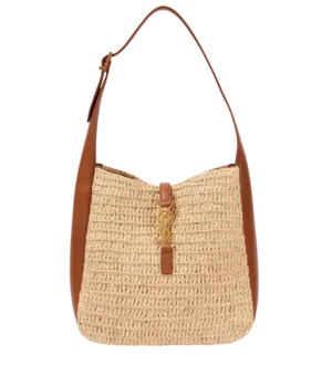 Saint Laurent Le 5 À 7 Small Raffia Shoulder Bag - Neutrals