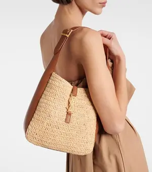 Saint Laurent Le 5 À 7 Small Raffia Shoulder Bag - Neutrals