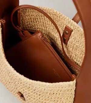 Saint Laurent Le 5 À 7 Small Raffia Shoulder Bag - Neutrals
