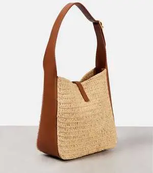Saint Laurent Le 5 À 7 Small Raffia Shoulder Bag - Neutrals