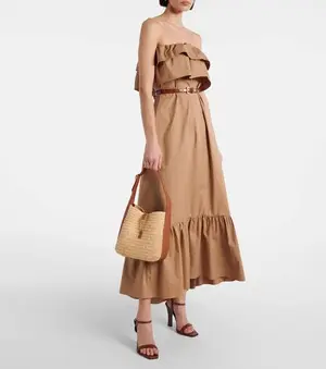 Saint Laurent Le 5 À 7 Small Raffia Shoulder Bag - Neutrals