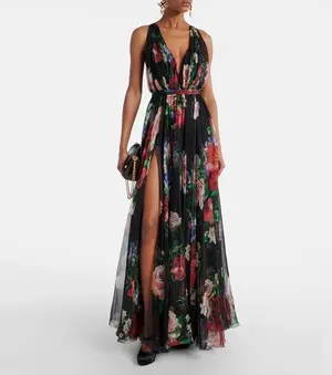 Dolce & Gabbana Floral Pleated Gown