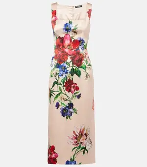 Floral Satin Midi Dresses
