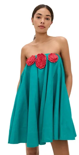Pitusa Crochet Flower Tea Dress - Teal