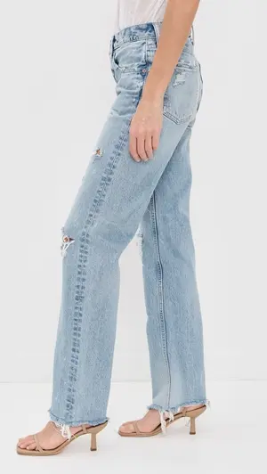 Moussy Vintage Odessa Straight Low Jeans - Light Blue