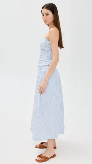Line & Dot Darra Midi Dress In White/Blue - 40% Off | Editorialist