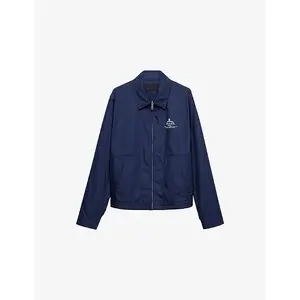 Prada Branded-print Side-pocket Woven Jacket - Blue