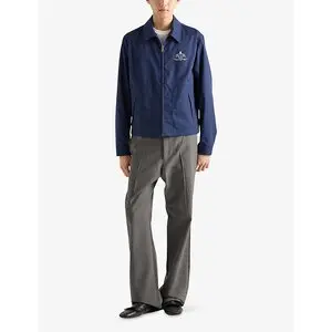 Prada Branded-print Side-pocket Woven Jacket - Blue