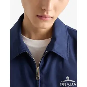 Prada Branded-print Side-pocket Woven Jacket - Blue