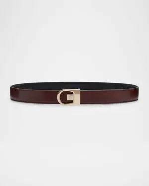 Saint Laurent Reversible Leather Belt With Logo - Black Red Tan