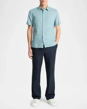 Vince Apos;s Linen Sport Shirt - Lagoon