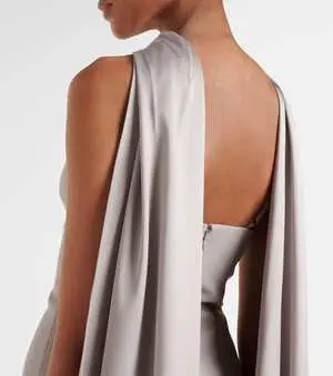 Solace London Cece Satin And Crepe Gown - Grey