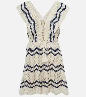 Anna Kosturova Seaside Crochet Cotton Polo Dress - Red