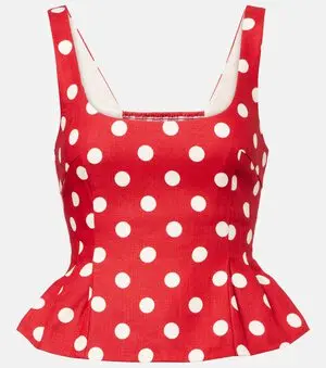 Posse Rosalie Polka-dot Linen Top - Red