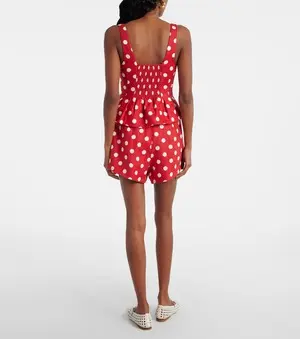 Posse Rosalie Polka-dot Linen Top - Red
