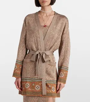 Valentino Garavani Jacquard Lamé Wrap Cardigan