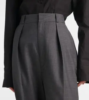 LEMAIRE Pleated Wool Twill Straight Pants