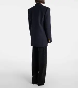 Saint Laurent Double-breasted Wool Chine Blazer