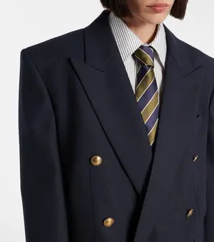 Saint Laurent Double-breasted Wool Chine Blazer