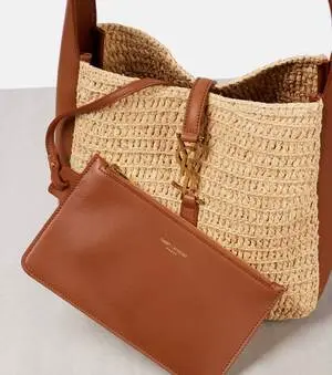 Saint Laurent Le 5 A 7 Small Raffia Shoulder Bag - Neutrals