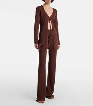 AYA MUSE Ribbed-knit Flared Pants