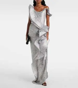 Maticevski Satellite Wave Ruffled Gown - Silver