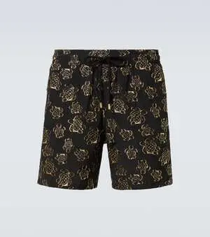 Vilebrequin Jacquard Embroidered Swim Trunks - Black