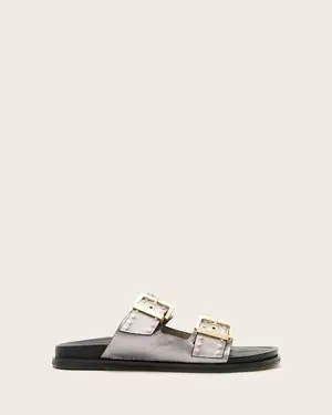 ALLSAINTS Magda Studded Leather Sandals - Silver