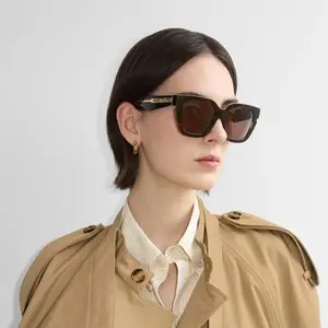Burberry Inlaid Check Square Sunglasses