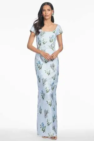Sachin & Babi Printed Cloque Grace Gown