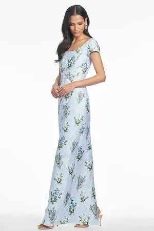 Sachin & Babi Printed Cloque Grace Gown
