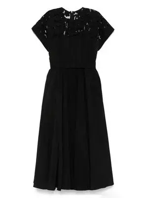 NISSA Lace-detailed Midi Dress - Black