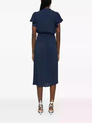 NISSA Pleated Midi Dress - Blue