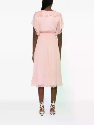 NISSA Floral-appliqué Midi Dress - Pink