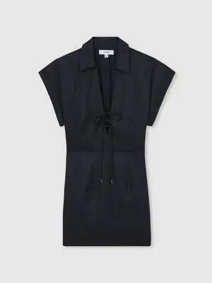 REISS Gwen Linen Mini Dress