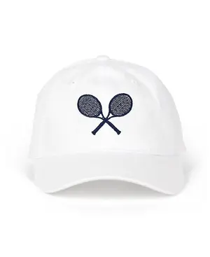 AME & LULU Crossed Racquets Heads Up Cap - White